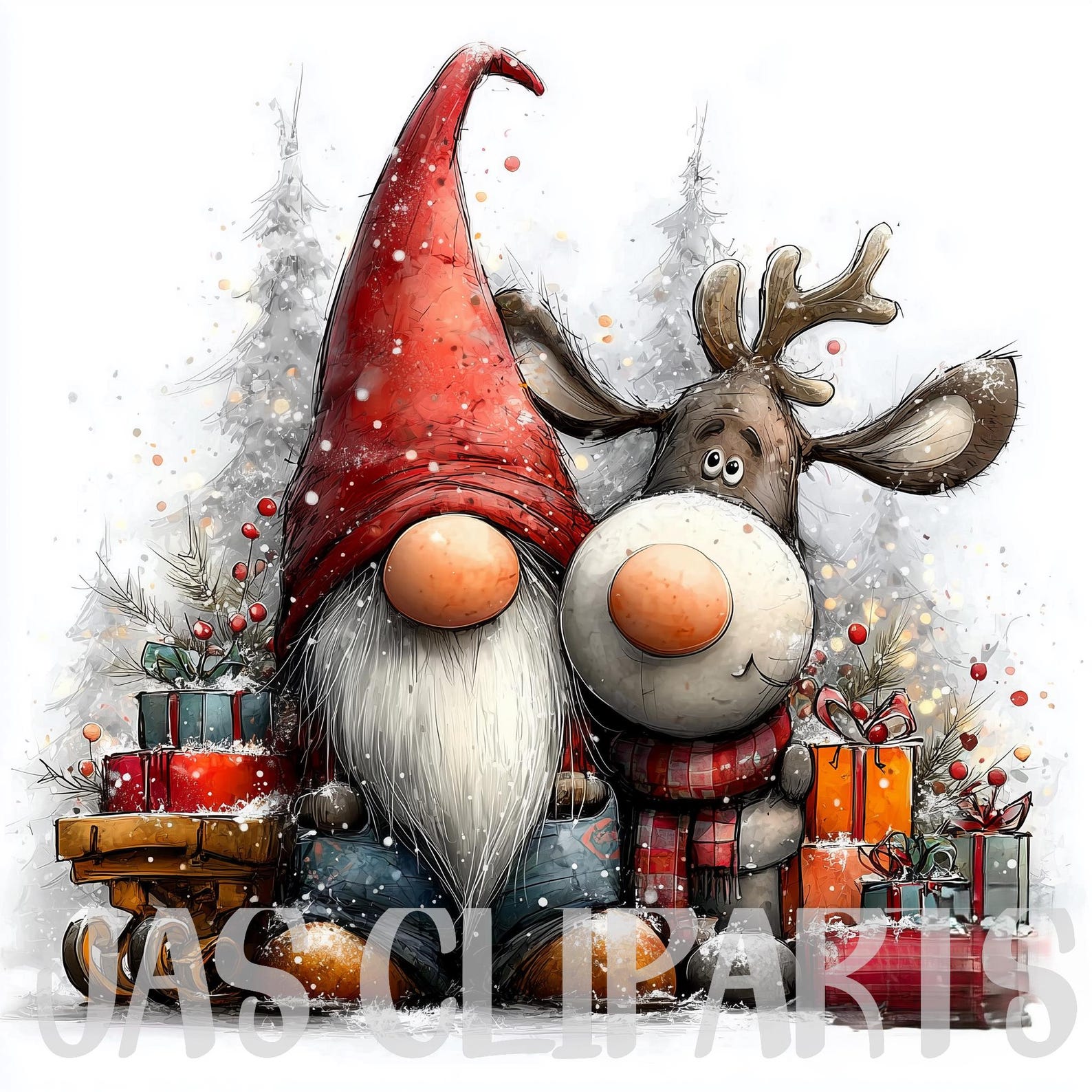 12 Little Christmas Gnomes Clipart: Festive Winter PNG Gnomes With ...