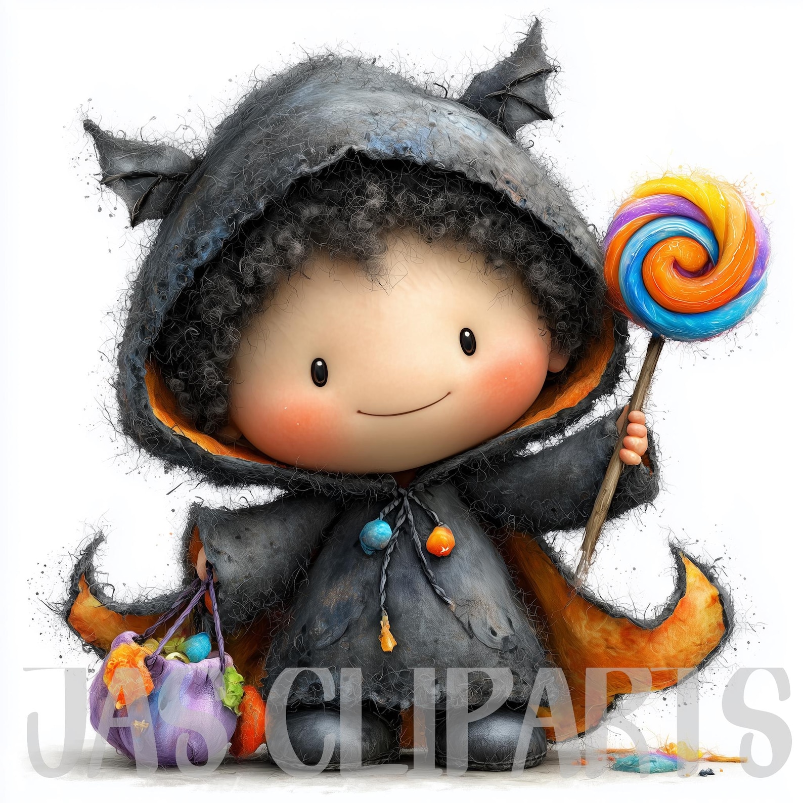13 Cute Halloween Candy Kids Clipart: Whimsical Trick or Treat Digital ...