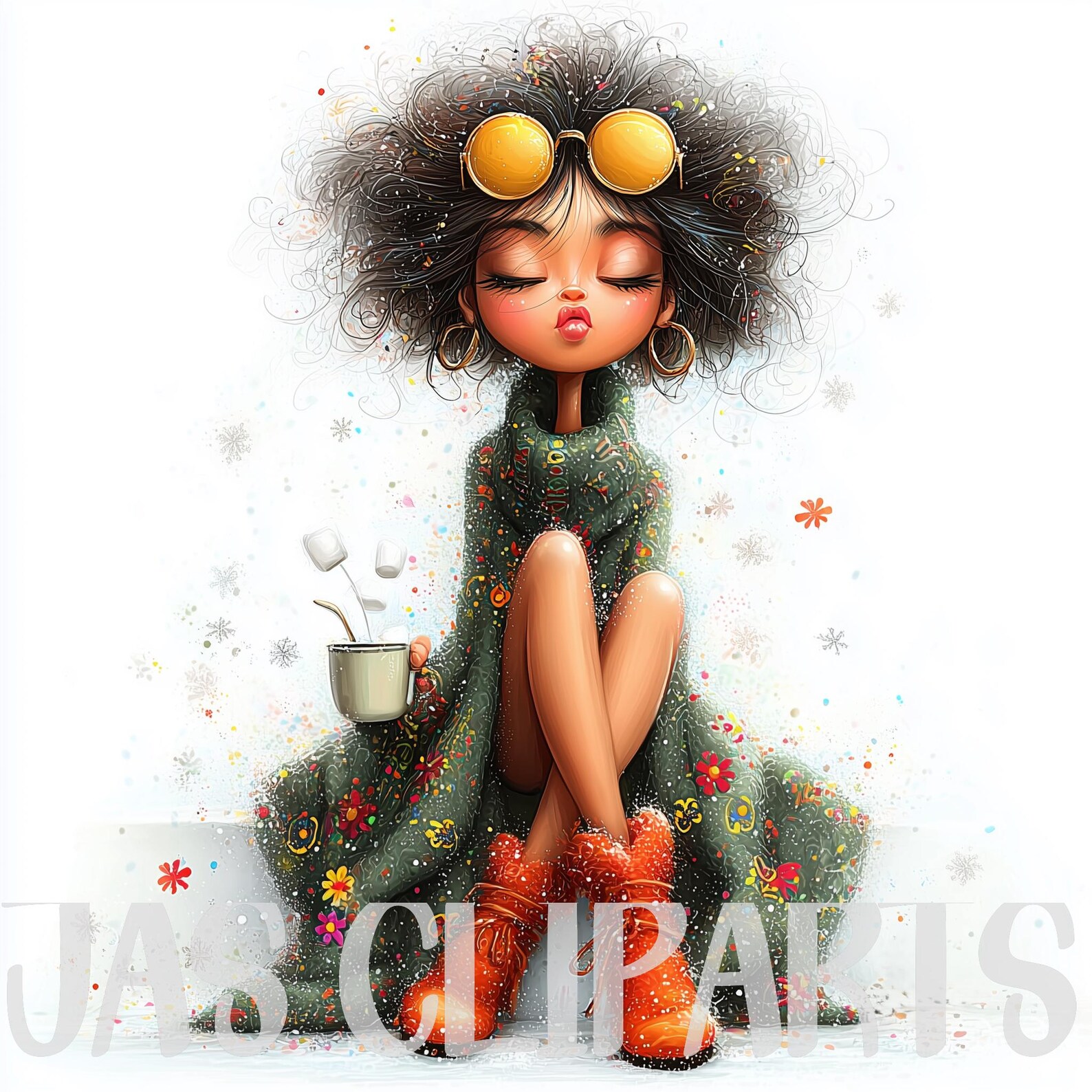 14 Watercolor Christmas Girl Clip Art: Whimsical Holiday Pngs, Festive ...