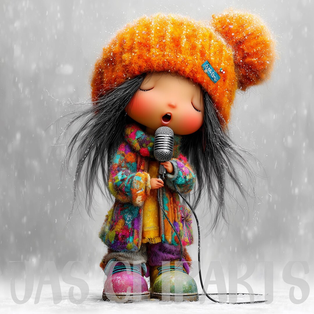 19 Quirky Watercolor Singer Clipart: Whimsical Winter Singer for ...