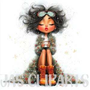 14 Watercolor Christmas Girl Clip Art: Whimsical Holiday Pngs, Festive ...