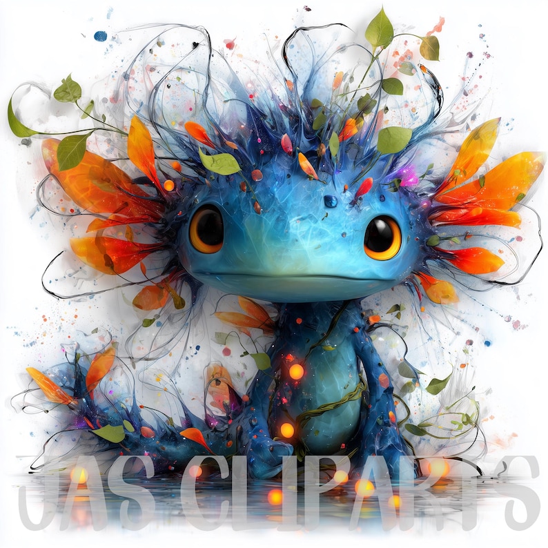 Magical Water Monster Clipart: Fantasy Sea Creature PNG Bundle (digital ...