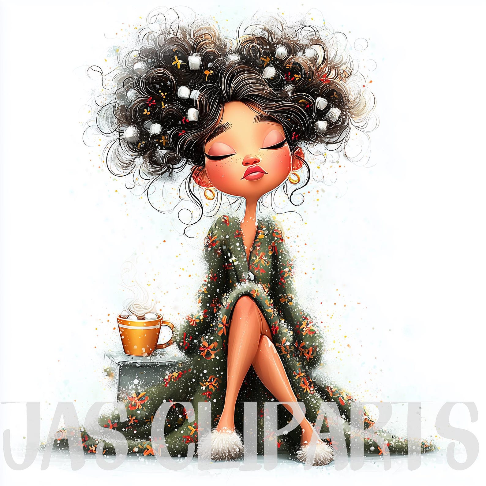 14 Watercolor Christmas Girl Clip Art: Whimsical Holiday Pngs, Festive ...