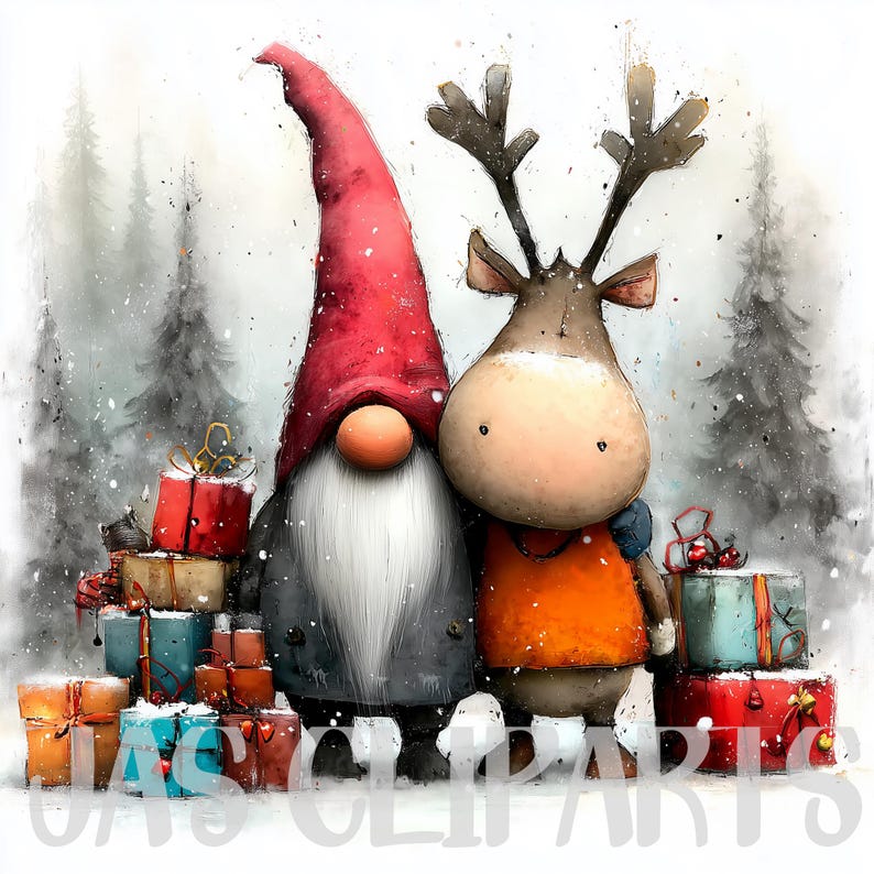 12 Little Christmas Gnomes Clipart: Festive Winter PNG Gnomes With ...
