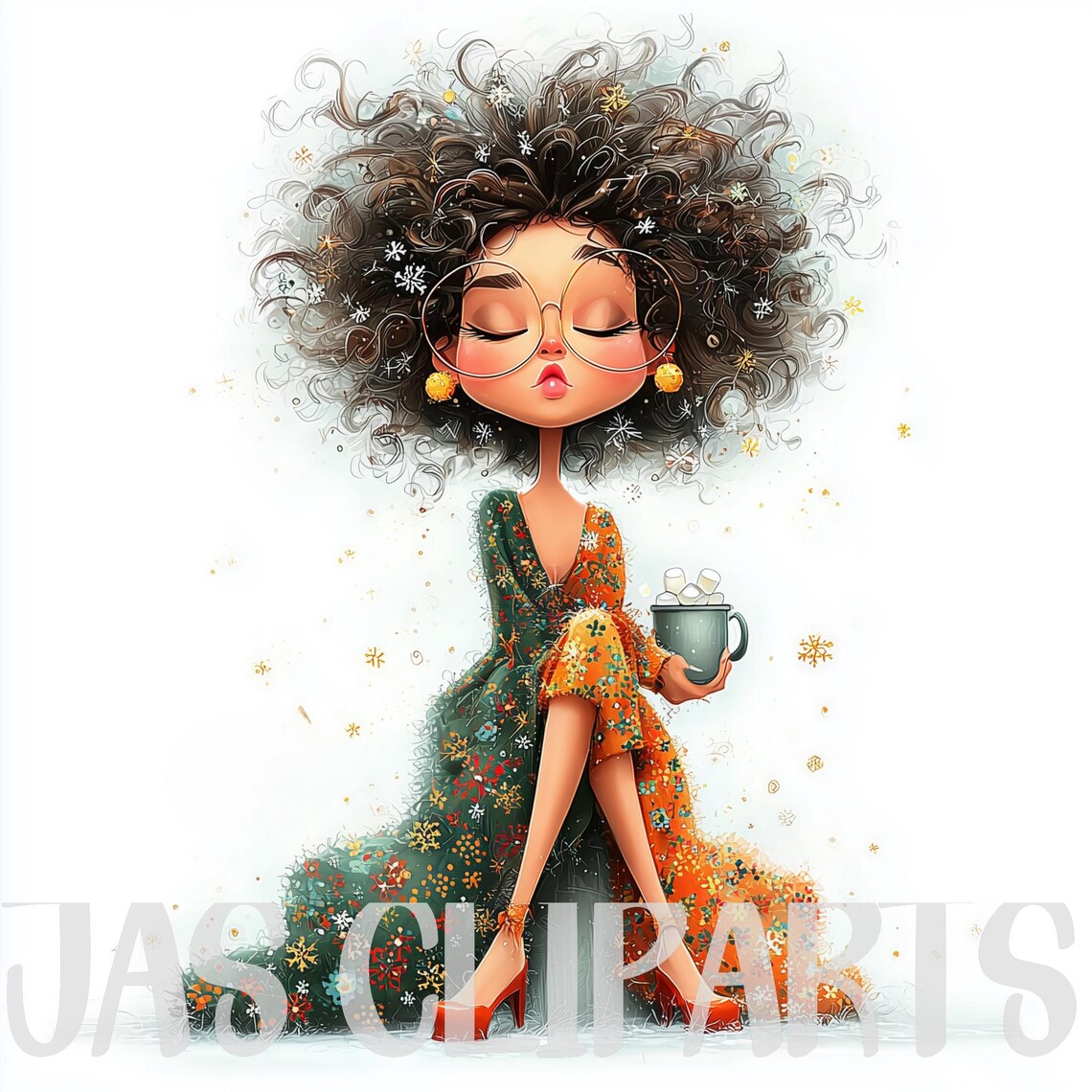 12 Watercolor Christmas Girl Clip Art: Whimsical Holiday Pngs, Festive ...