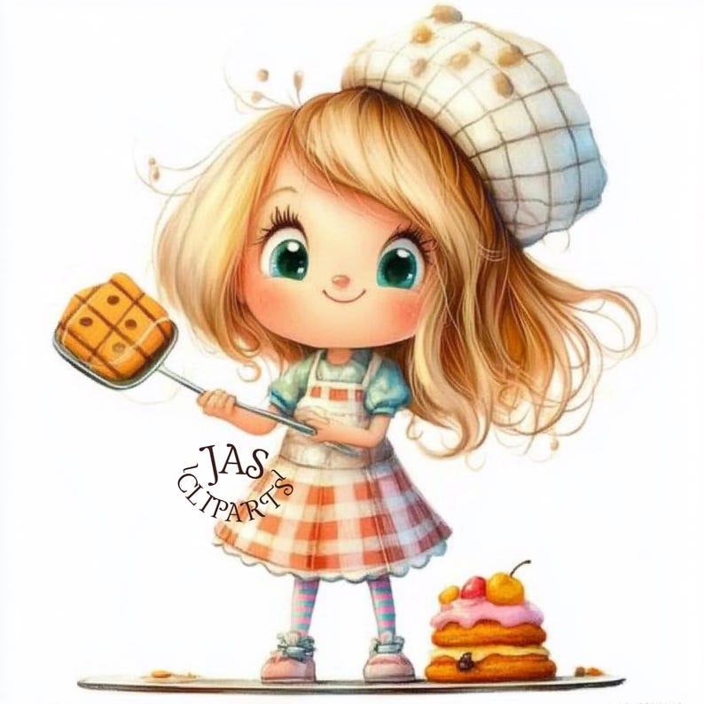 17 Baking Girl Clipart - Baker Watercolor Graphics JPG Planner ...