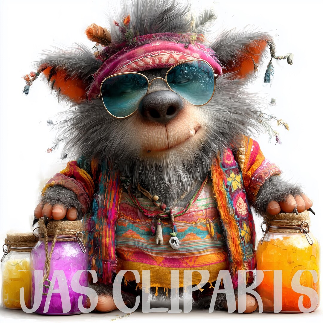 14 Whimsical Wolf Bartender Clipart: Quirky Watercolor Cool Woodland ...