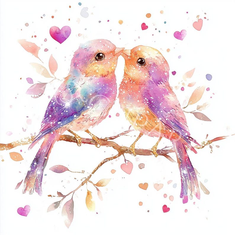 Lovebirds Clipart Kit, Valentines Bird Clipart, 10 High Res Images 300 ...