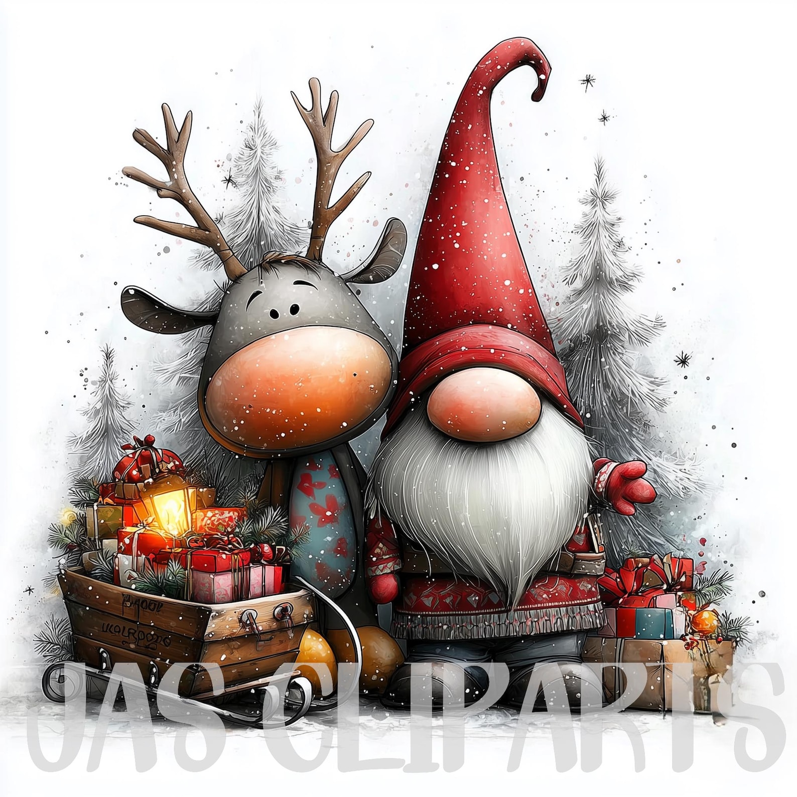 12 Little Christmas Gnomes Clipart: Festive Winter PNG Gnomes With ...