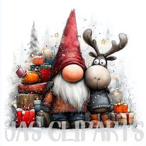 12 Little Christmas Gnomes Clipart: Festive Winter PNG Gnomes With ...