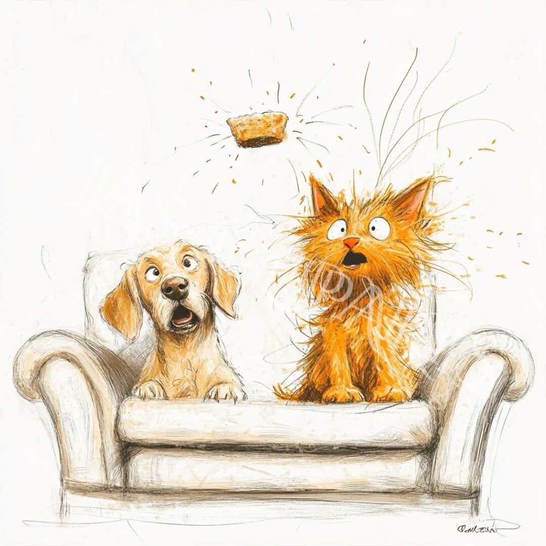 8 Quirky Funny Clipart, Cat and Dog Love and Friendship, 10 High Res ...