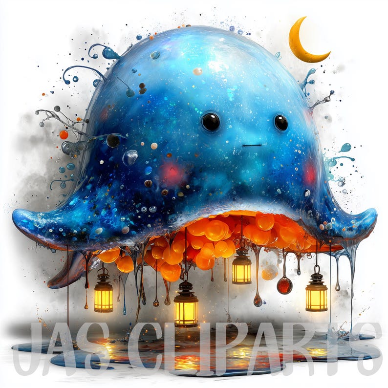 Magical Water Monster Clipart: Fantasy Sea Creature PNG Bundle (digital ...
