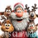 19 Cute Red Santa and Friends Clipart: Funny Holiday Trio Illustration ...