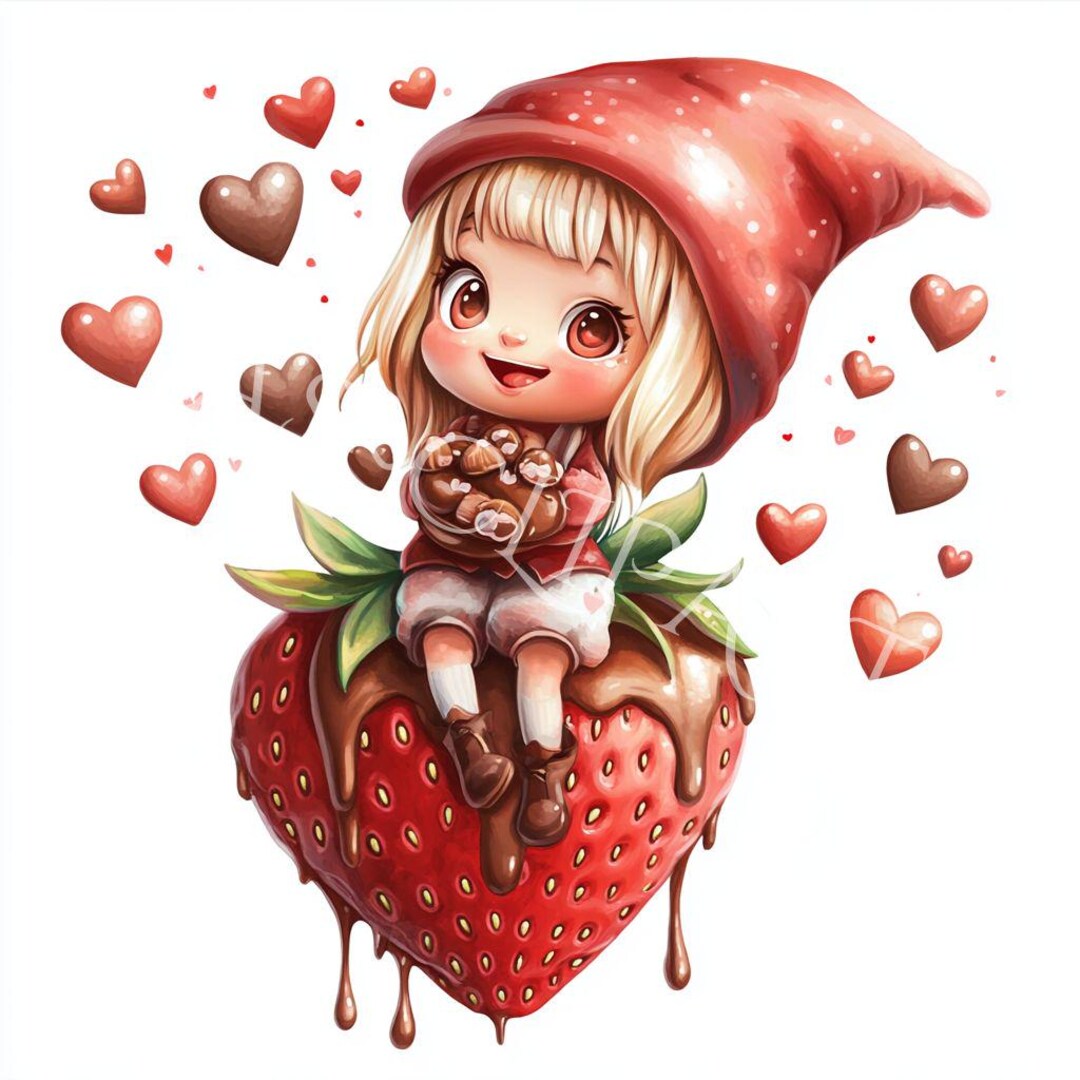 7 Valentines Day Chocolate Strawberry Chibi Clipart Bundle High Res 300 ...