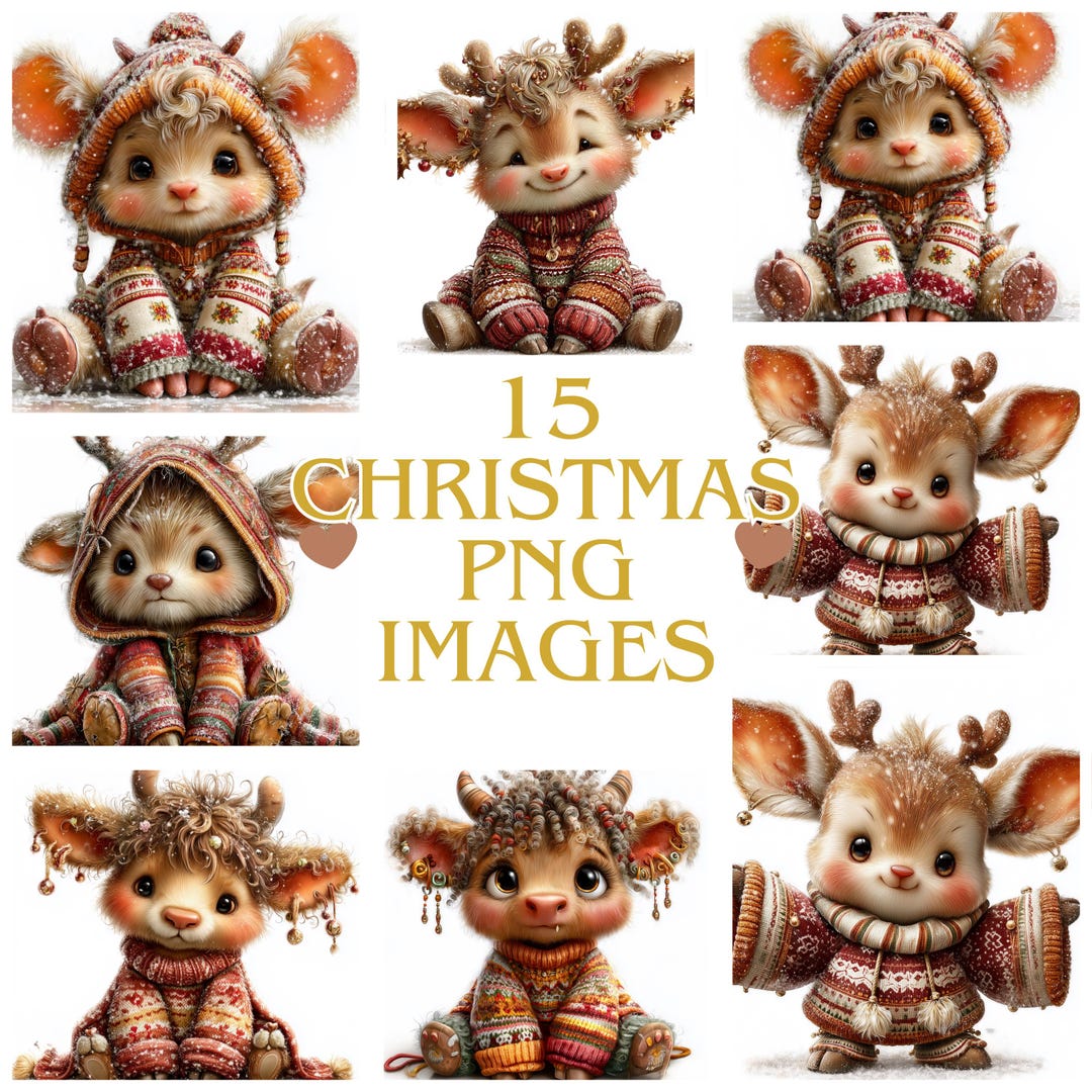 15 Quirky Christmas Reindeer Clip Art: Christmas Woodland Animals ...