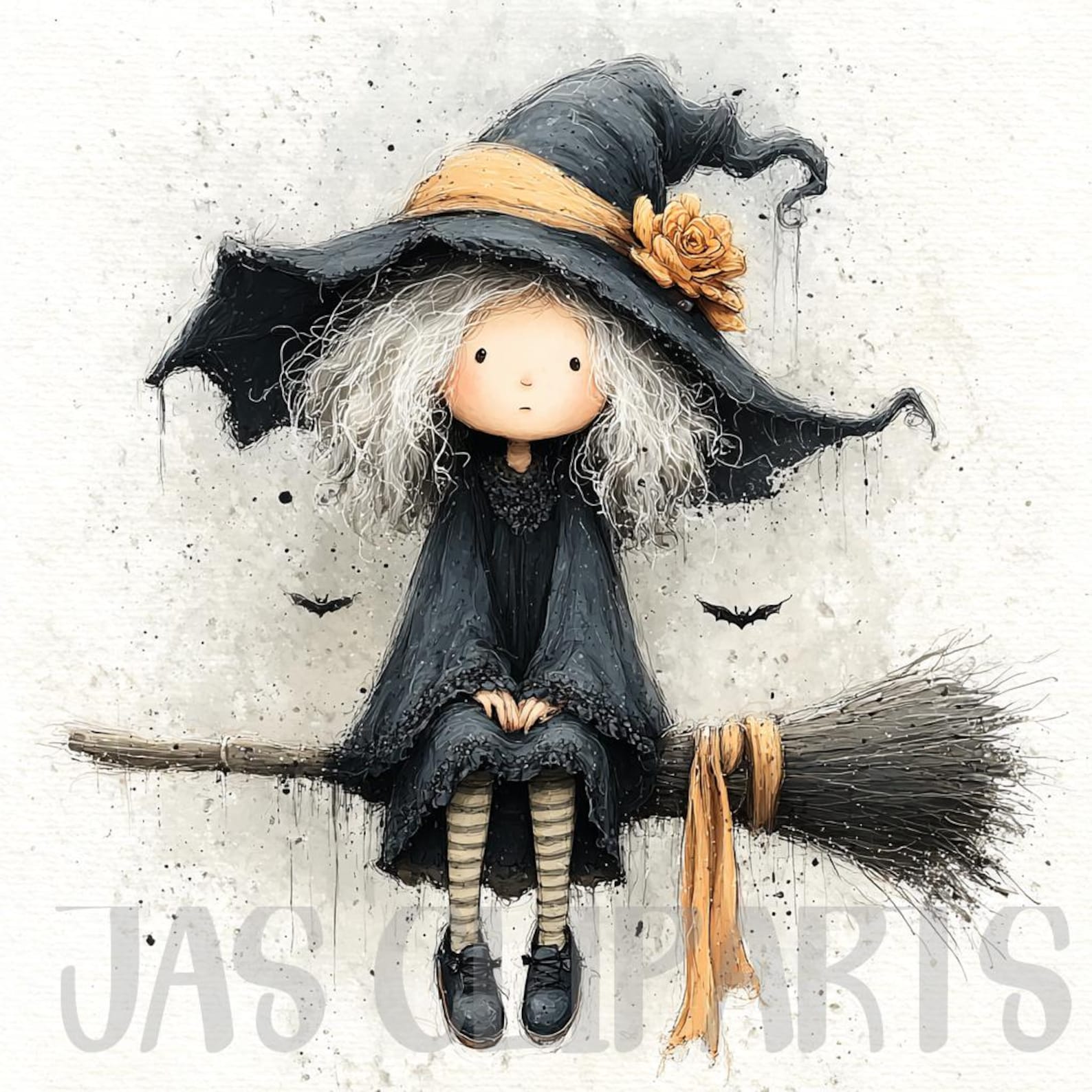 23 Watercolor Halloween Witch Clipart Bundle, Cute Witch Clipart ...