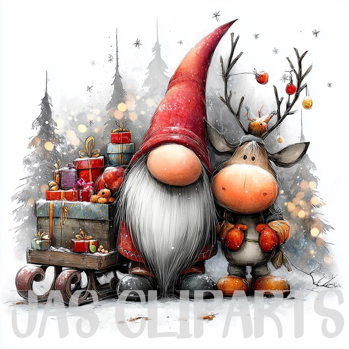 12 Little Christmas Gnomes Clipart: Festive Winter PNG Gnomes With ...
