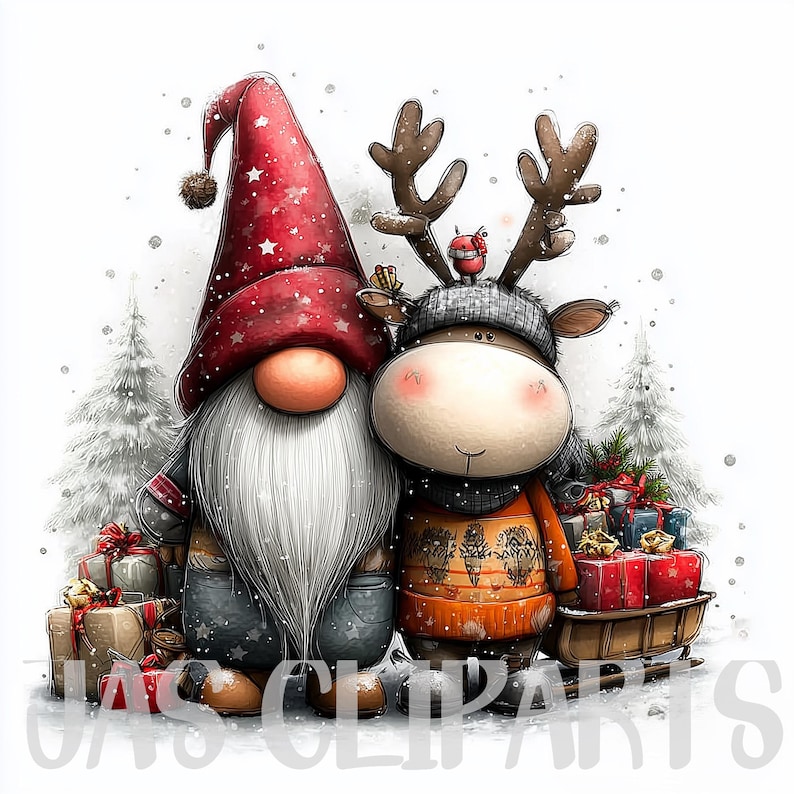 12 Little Christmas Gnomes Clipart: Festive Winter PNG Gnomes With ...