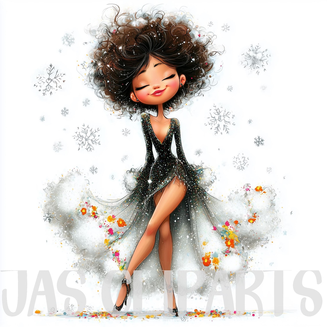 12 Watercolor Christmas Girl Clip Art: Whimsical Holiday Pngs, Festive ...