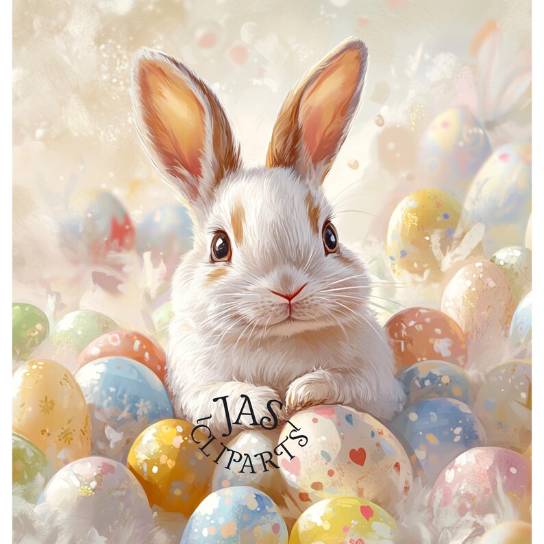 Watercolor Easter Bunny Clipart – Pastel Eggs, Spring Illustration ...
