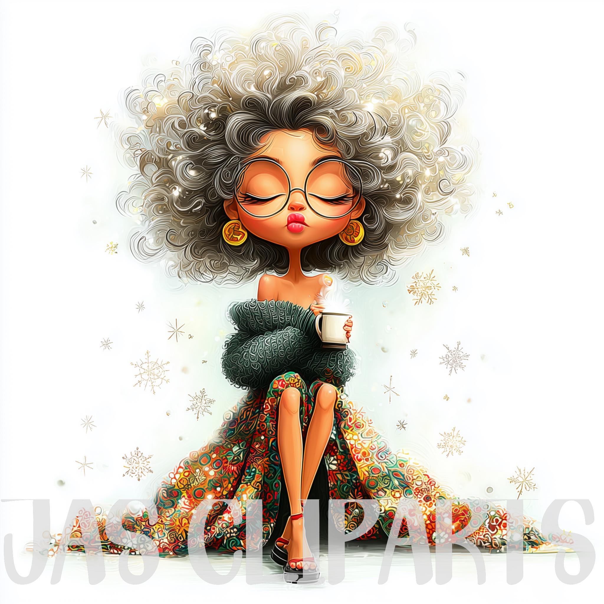 14 Watercolor Christmas Girl Clip Art: Whimsical Holiday Pngs, Festive ...