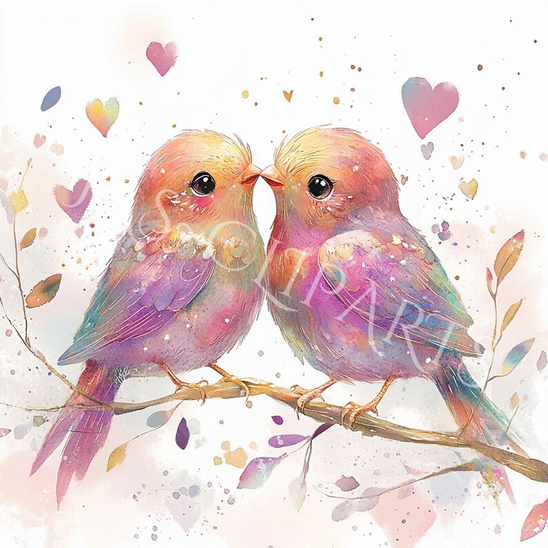 Lovebirds Clipart Kit, Valentines Bird Clipart, 10 High Res Images 300 ...