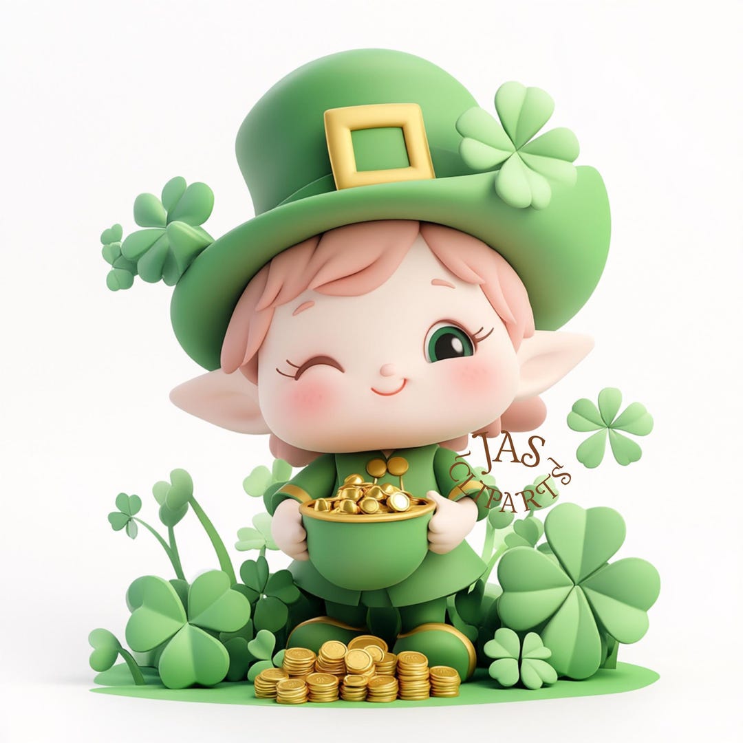 16 St Patricks Day Clipart - 3D Art PNG Lucky Cute Leprechaun Green ...