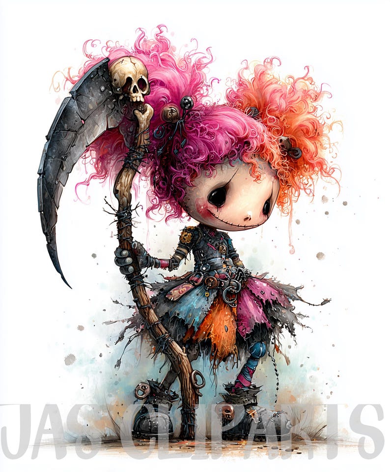 Jester Fairy Clipart: Whimsical Dark Fantasy PNG Doll Images (digital ...