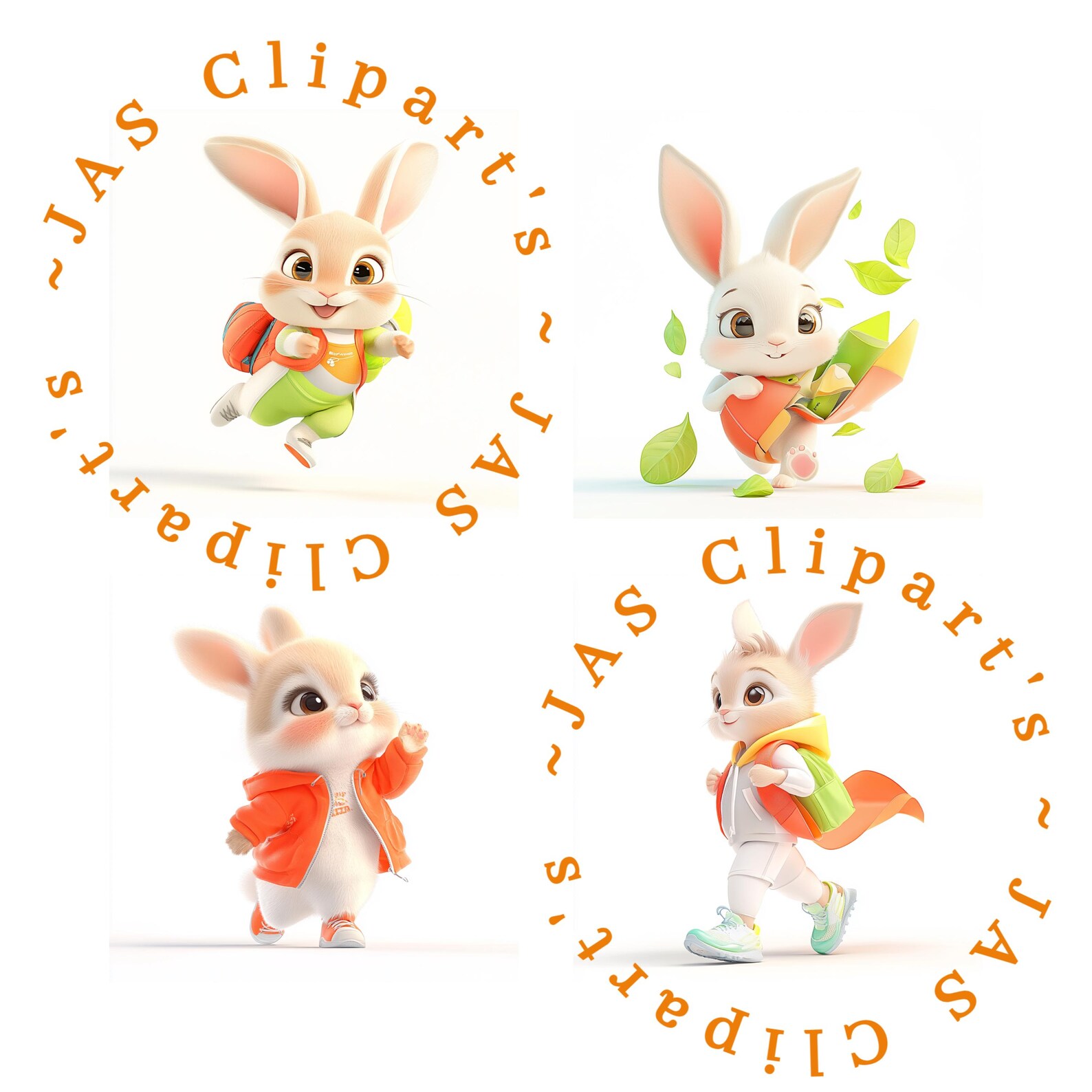 Runner Bunny Clipart | Sporty Cute Running Bunny Digital Download ...