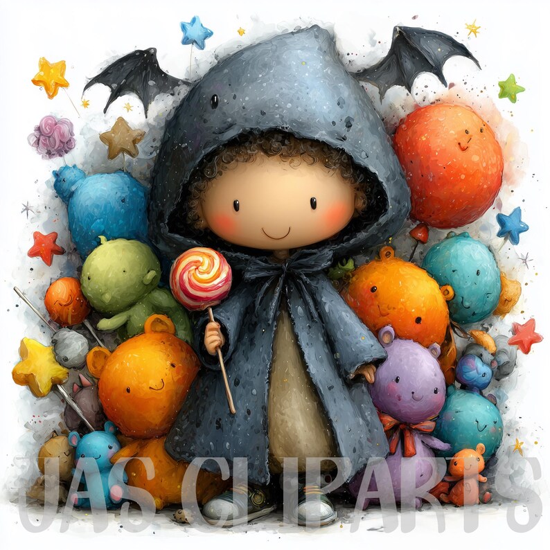 13 Cute Halloween Candy Kids Clipart: Whimsical Trick or Treat Digital ...