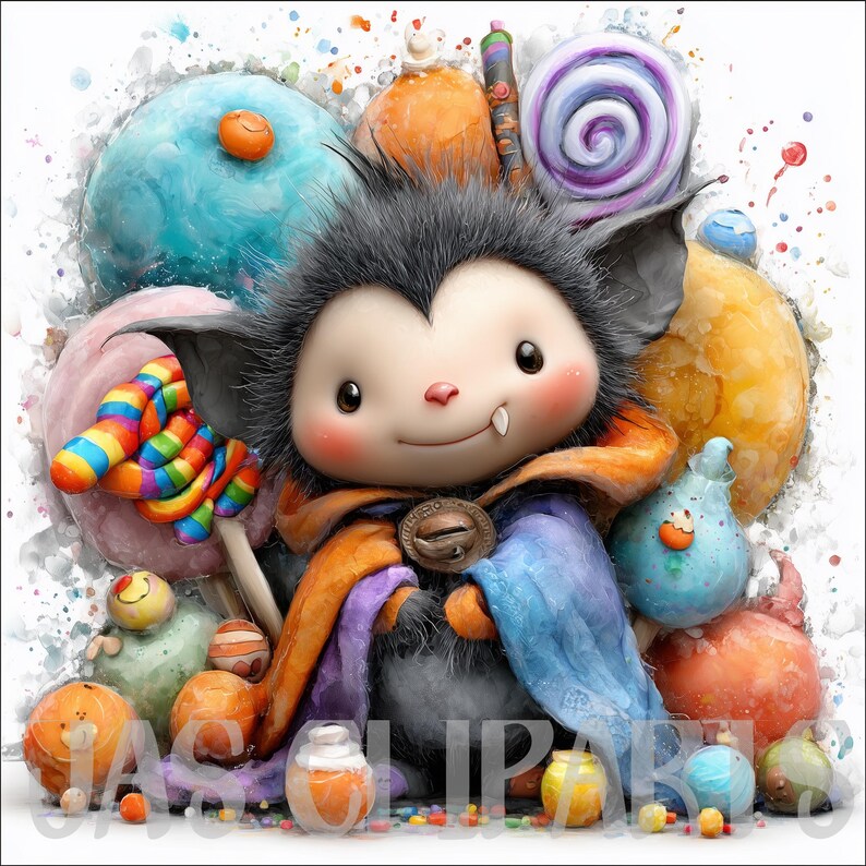 13 Cute Halloween Candy Kids Clipart: Whimsical Trick or Treat Digital ...