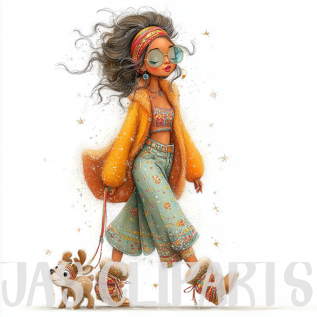 12 Watercolor Christmas Girl Clip Art: Whimsical Holiday Pngs, Festive ...