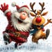 19 Cute Red Santa and Friends Clipart: Funny Holiday Trio Illustration ...