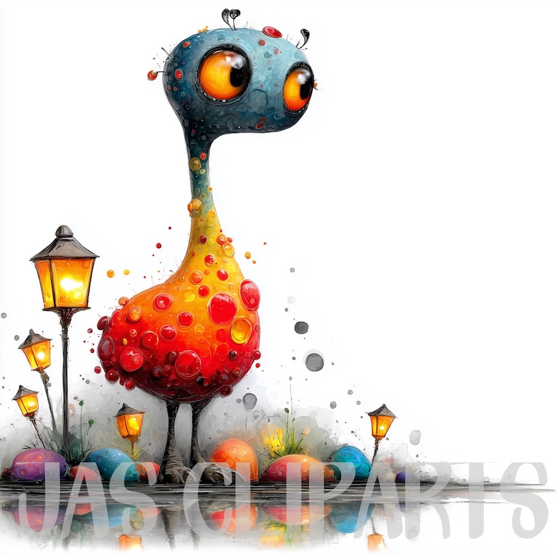 Magical Water Monster Clipart: Fantasy Sea Creature PNG Bundle (digital ...