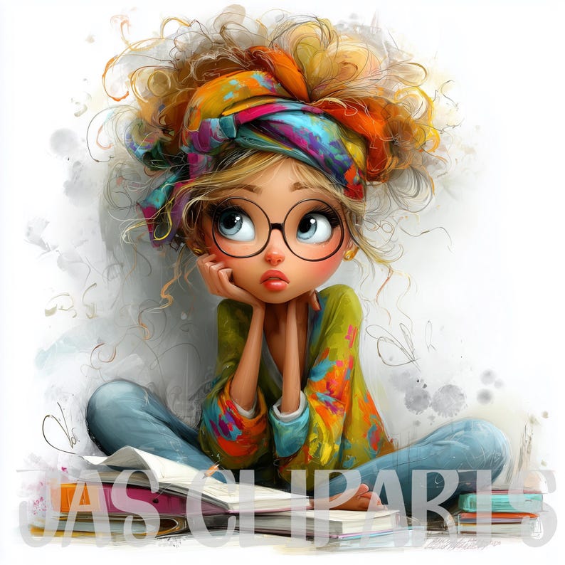 9 Quirky Cute Student Clipart: Whimsical Digital Art Cute Watercolor ...