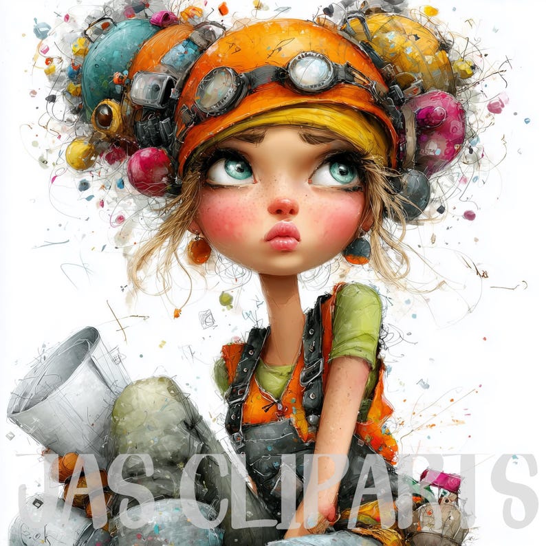 13 Engineer Girl Clipart, Whimsical Fahion Career Woman Bundle Quirky ...