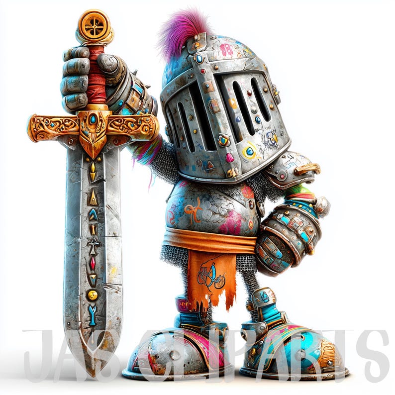 12 Whimsical Knight Clipart: Cute Watercolor Boy Castle Warrior ...