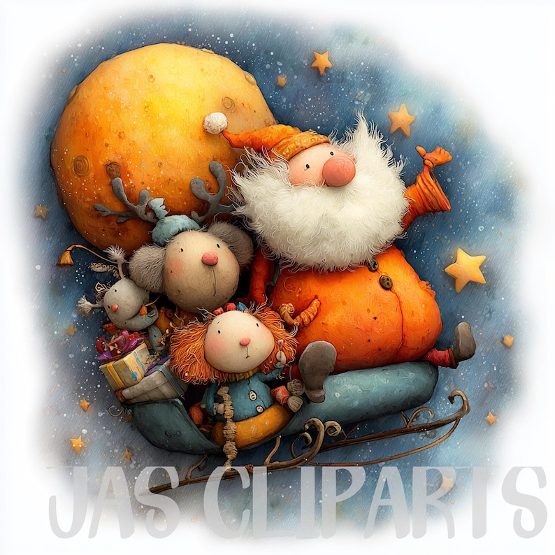 10 Santa Claus Clipart Bundle: Christmas Holiday PNG, Cute Santa and ...