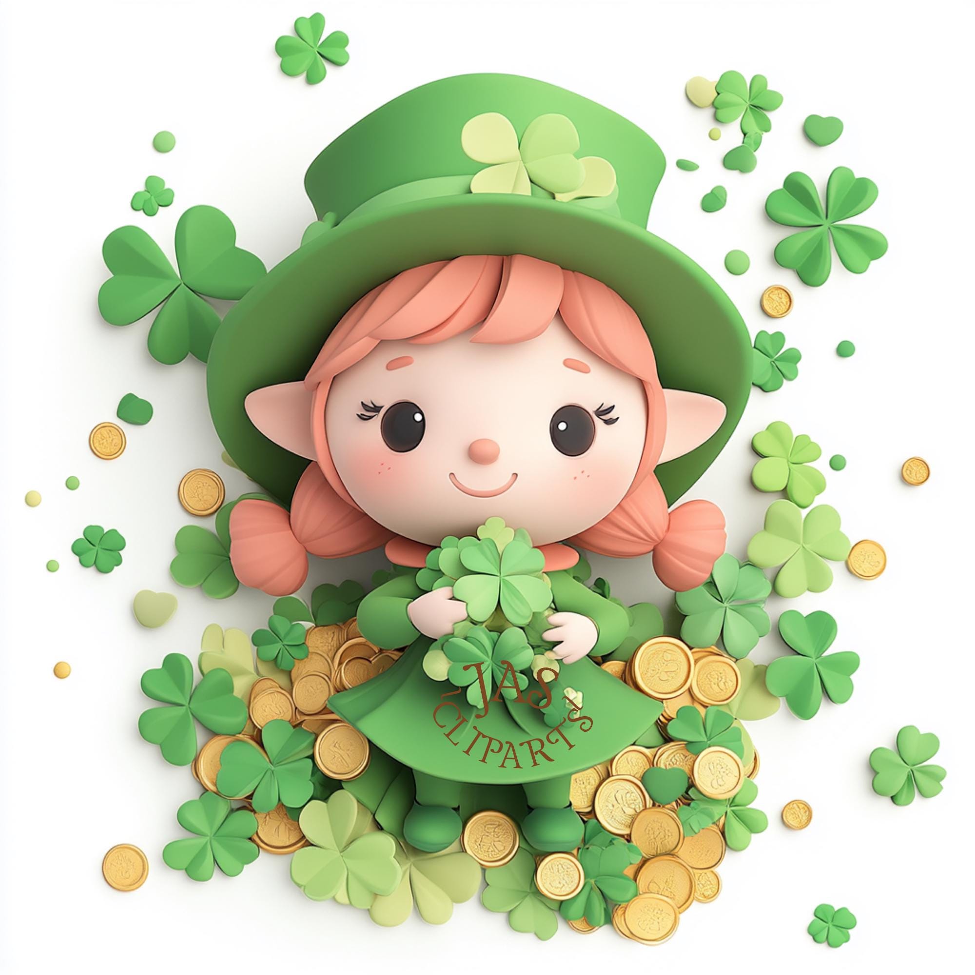 16 St Patricks Day Clipart - 3D Art PNG Lucky Cute Leprechaun Green ...