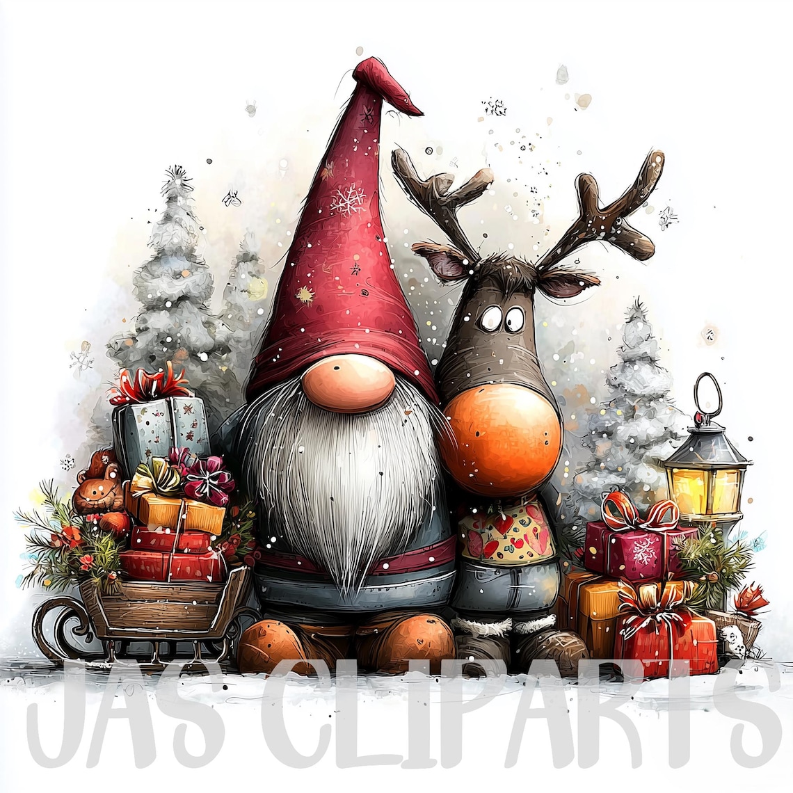 12 Little Christmas Gnomes Clipart: Festive Winter PNG Gnomes With ...