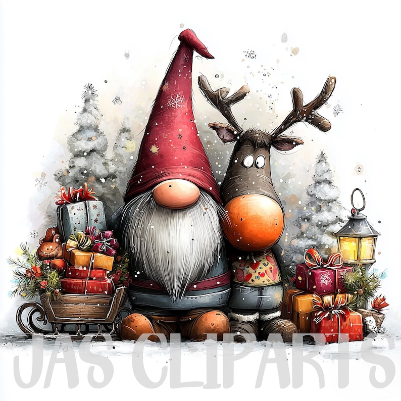 12 Little Christmas Gnomes Clipart: Festive Winter PNG Gnomes With ...