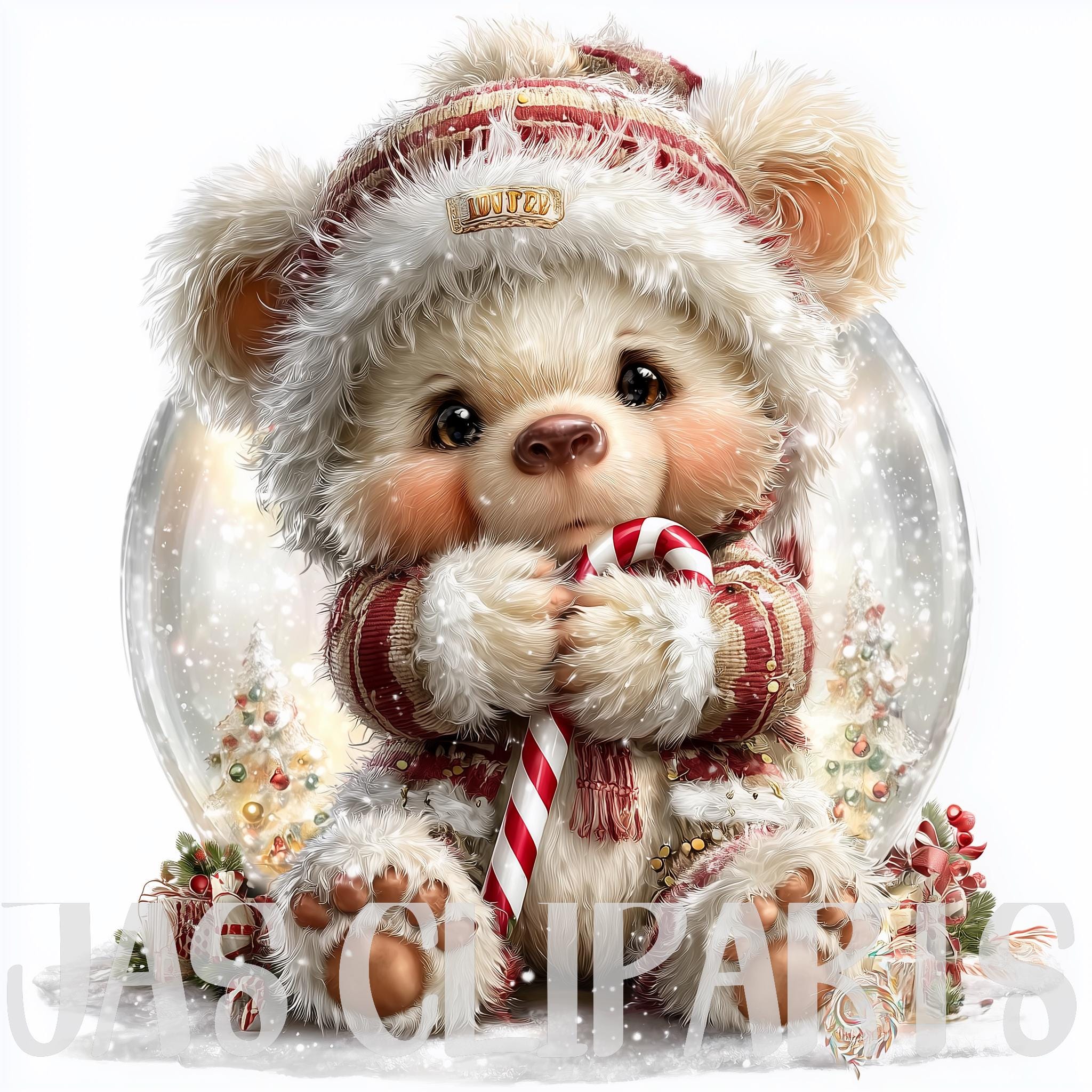 40 Christmas Teddy Bear Clipart: Festive Holiday Graphics Snow Globe ...