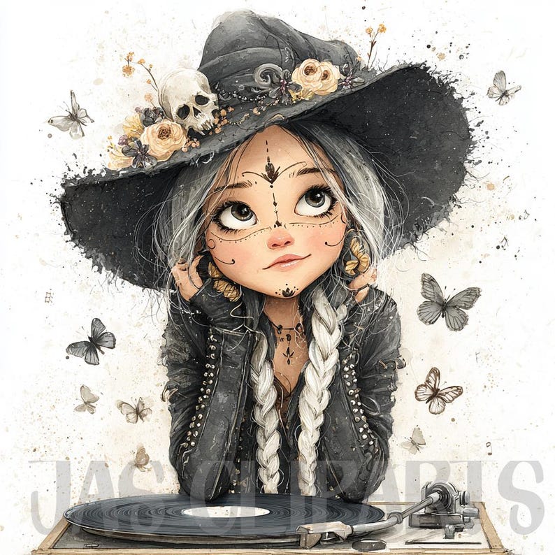 22 Watercolor Boho Witch Clipart Bundle – Spooky Witch Clipart, Quirky ...
