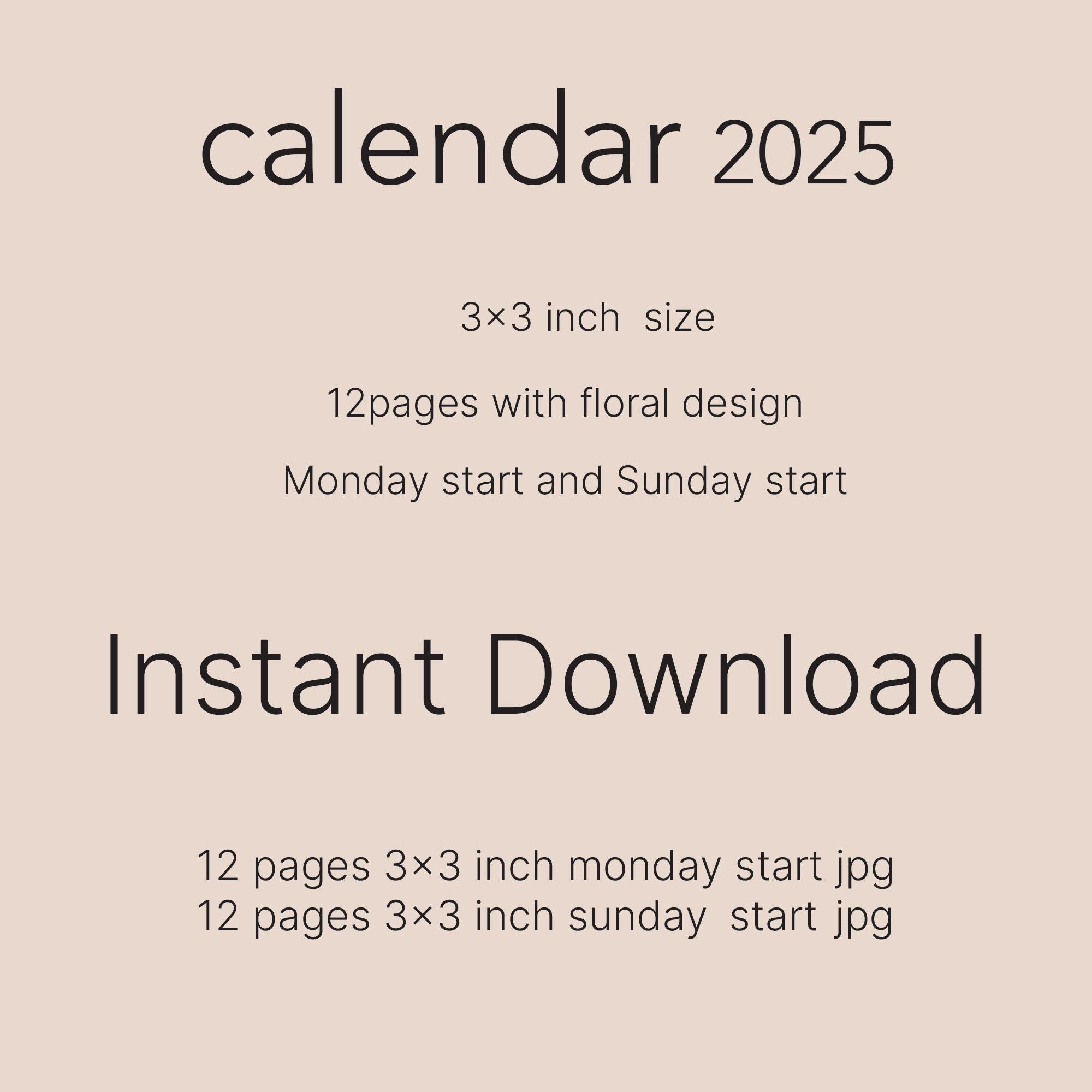 2025 Desk Calendar Printable Download, Watercolor Floral Monthly ...