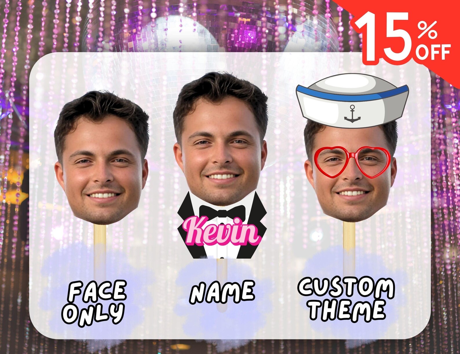 Personalized Bachelorette Party Face Cutouts: Bridal Shower Photo Props ...