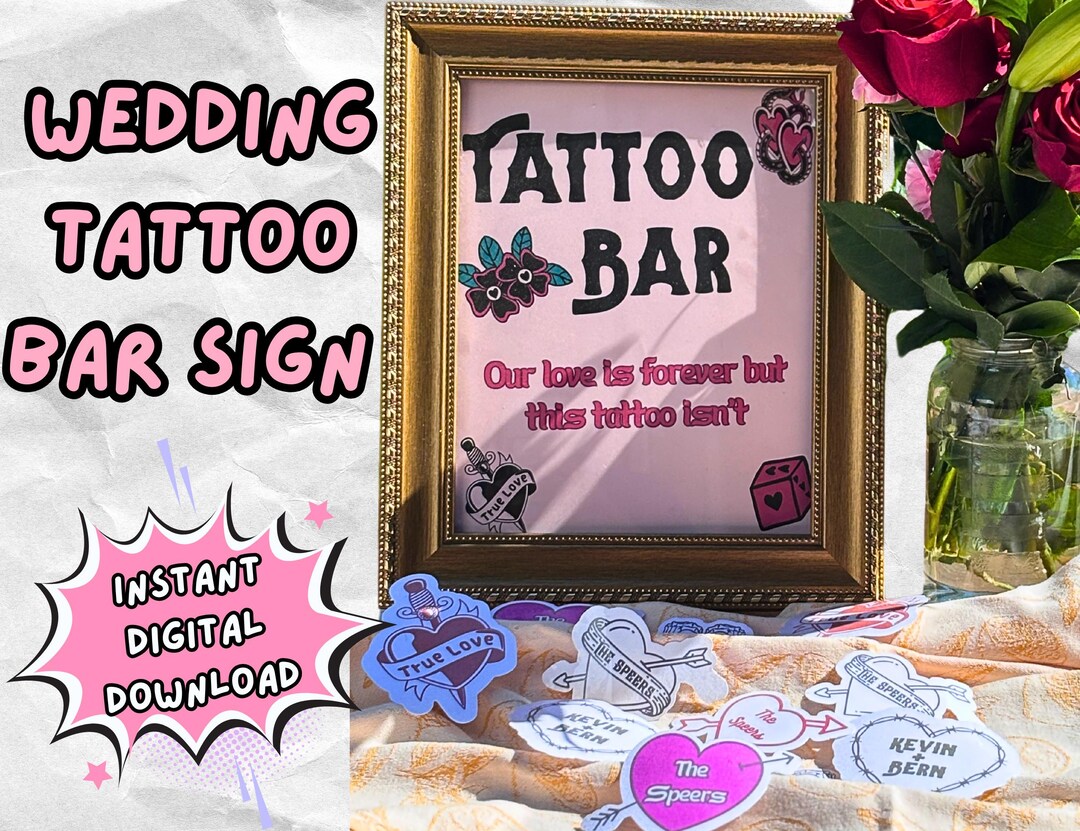 Wedding Tattoo Bar Sign, Tattoo Station Sign, Wedding Temporary Tattoo ...