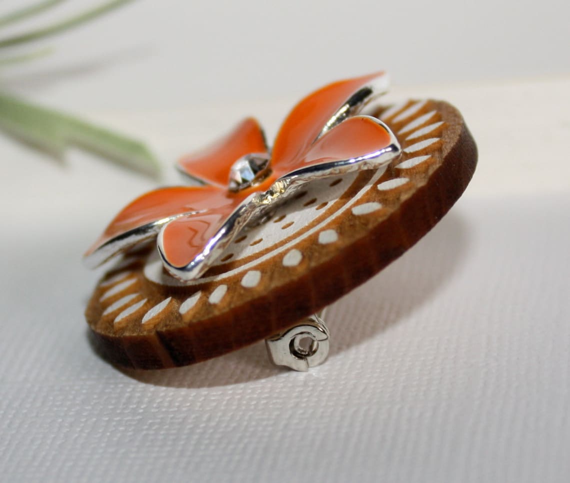 Pin-Broche-Broche-Brochon-Bois Naturel Pin-Organique-Tournesol émaillé ...