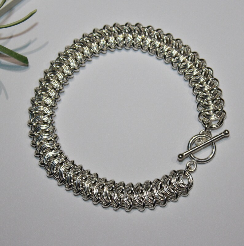 Bracelet-flat Vertebrae Chainmaille Bracelet-sterling Silver ...