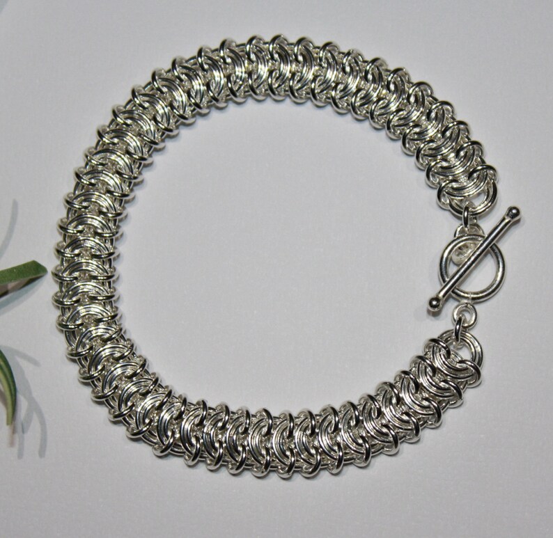 Bracelet-flat Vertebrae Chainmaille Bracelet-sterling Silver ...