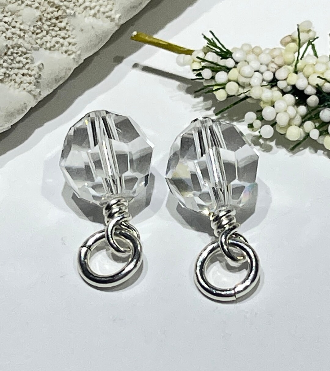 2 Charms - Clear Swarovski Crystal Hoop Charm Dangles-interchangeable ...